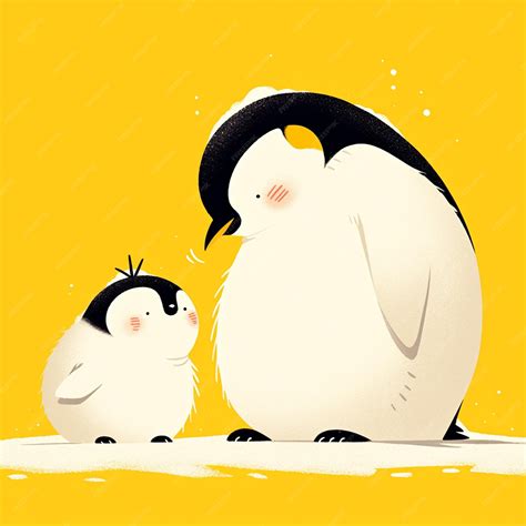 Premium Vector Emperor Penguin Caring For Its Chick