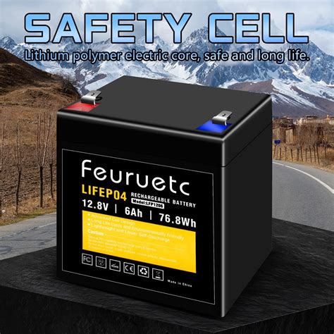 Feuruetc 6Ah 12V LiFePO4 Battery 2000 Cycles Maintenance Free