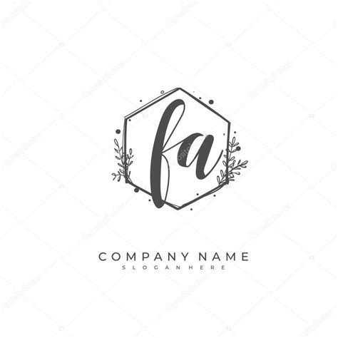 Letra Inicial Manuscrita F A Fa Para Identidad Y Logotipo Plantilla De