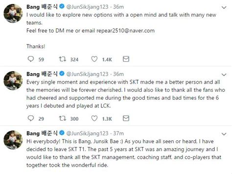 Lol：skt官宣bang離隊 發推帶英語版本 網友大膽預測前往北美？ 每日頭條