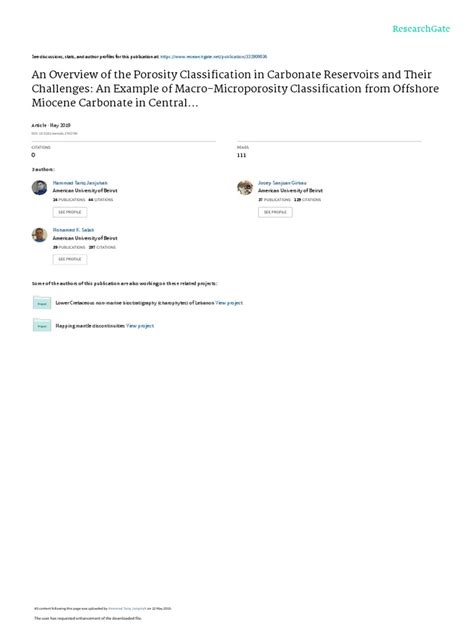 An Overview Of The Porosity Classification In Carbonate Reservoirs And