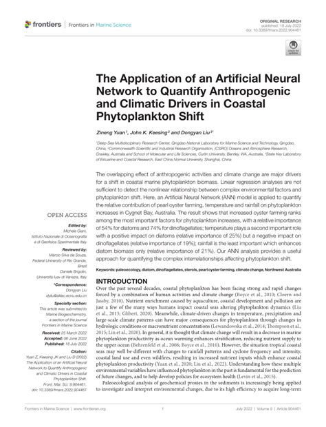 Pdf The Application Of An Artificial Neural Network To Quantify