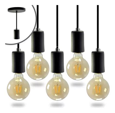 Kit Pendente Soquete Copinho E Preto Led G Iluminar Ambiente Parcelamento Sem Juros