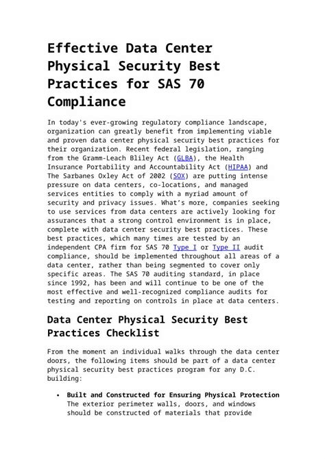 Doc Effective Data Center Physical Security Best Practices For Sas 70