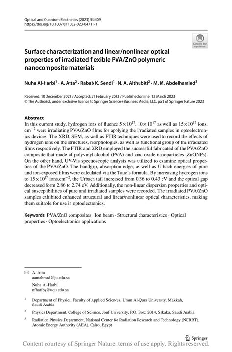 Surface Characterization And Linearnonlinear Optical Properties Of