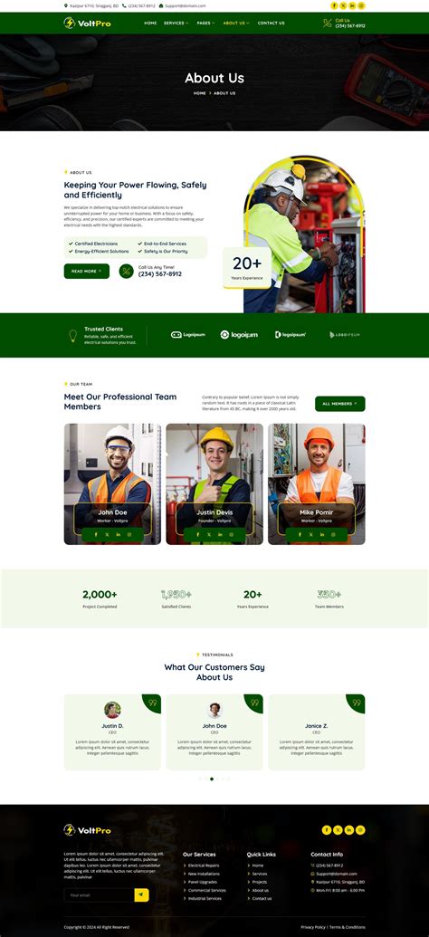 Voltpro Electrical Services Elementor Template Kit Wp Template Kits Ft Electrician And Hvac