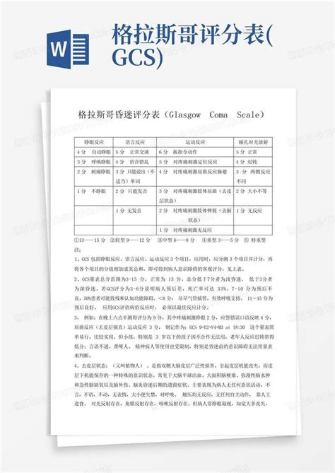 格拉斯哥评分表gcsword模板下载编号lvvrewjw熊猫办公