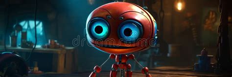 Animated Cute Robot Great Design For Any Purposes Cartoon Realistic