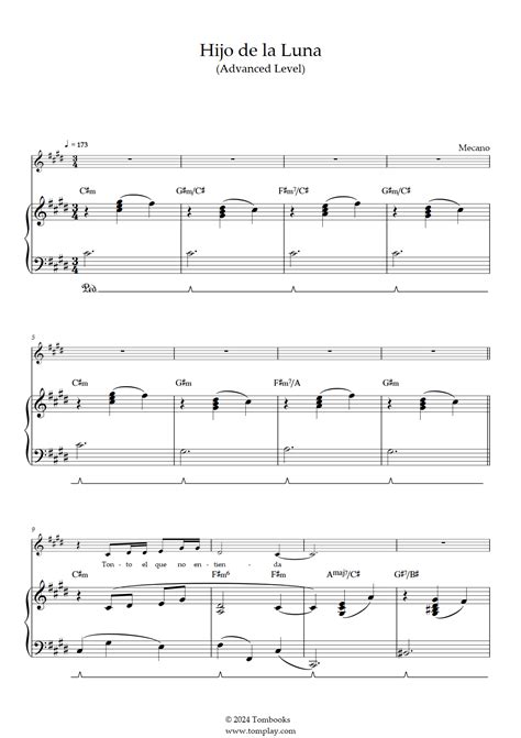 Hijo De La Luna Niveau Difficile Piano Solo Mecano Partition Piano