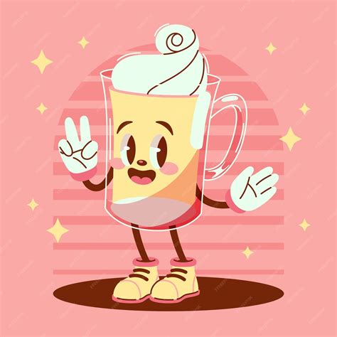 손으로 그린 커피 만화 그림 무료 벡터