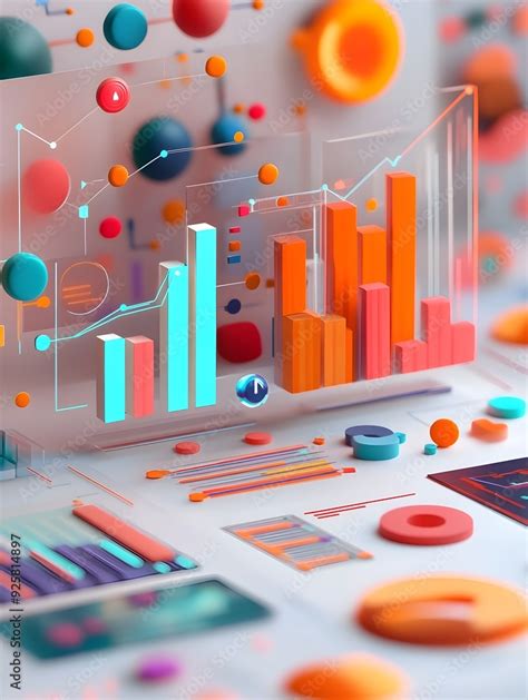 Vibrant Data Analytics Dashboard With Futuristic 3d Infographic