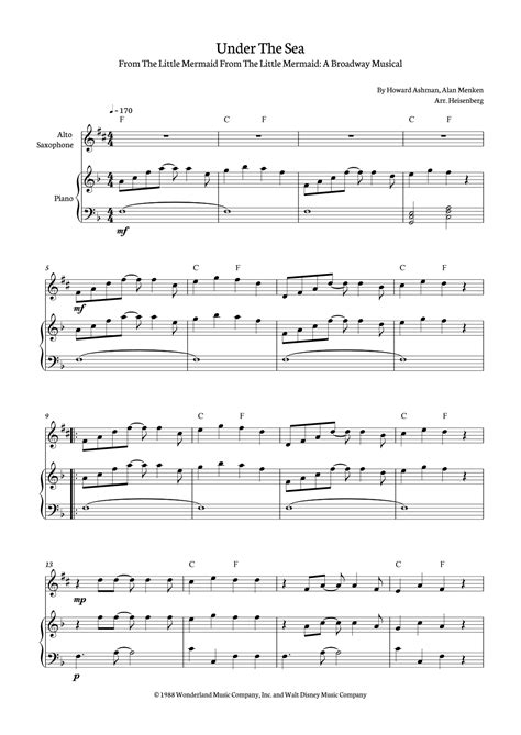 Under The Sea Arr Heisenberg By Howard Ashman Sheet Music For Alto
