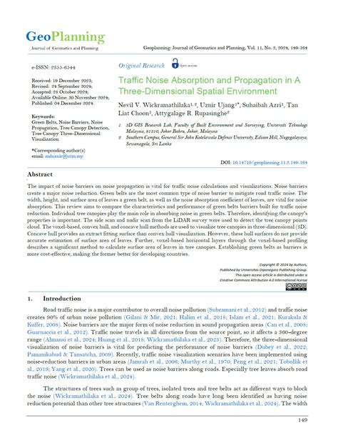Green Belts In 3d A Natural Solution For Traffic Noise Mitigation Uznir Ujang Phd
