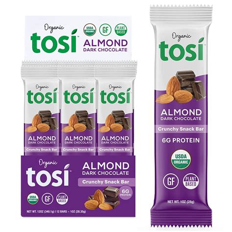 Dark Chocolae Almond Proein Bars Plan Based Wih Nus Gluen Crunchy