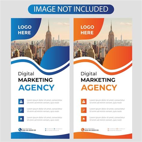 디지털 마케팅 대행사 비즈니스 롤업 배너 템플릿 디자인 프리미엄 벡터