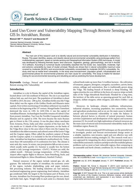 Land Usecover And Vulnerability Mapping Through Remote Sensing Andgis In Astrakhan Russia 2157