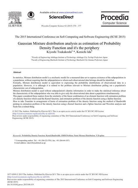 Pdf Gaussian Mixture Distribution Analysis As Estimation Of