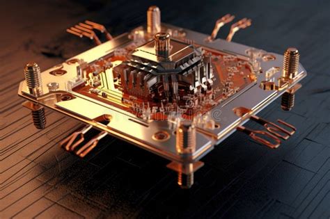 Futuristic Bionic Neural Chip On A Circuit Board Stock Illustration