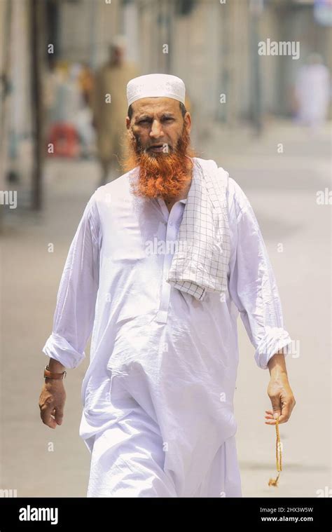 Old Pakistani Man With The Beard In The Peshawar City Center Stock