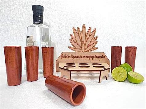 Amazon Juego De 6 Tequileros Shot Artesanal De Barro Con Base