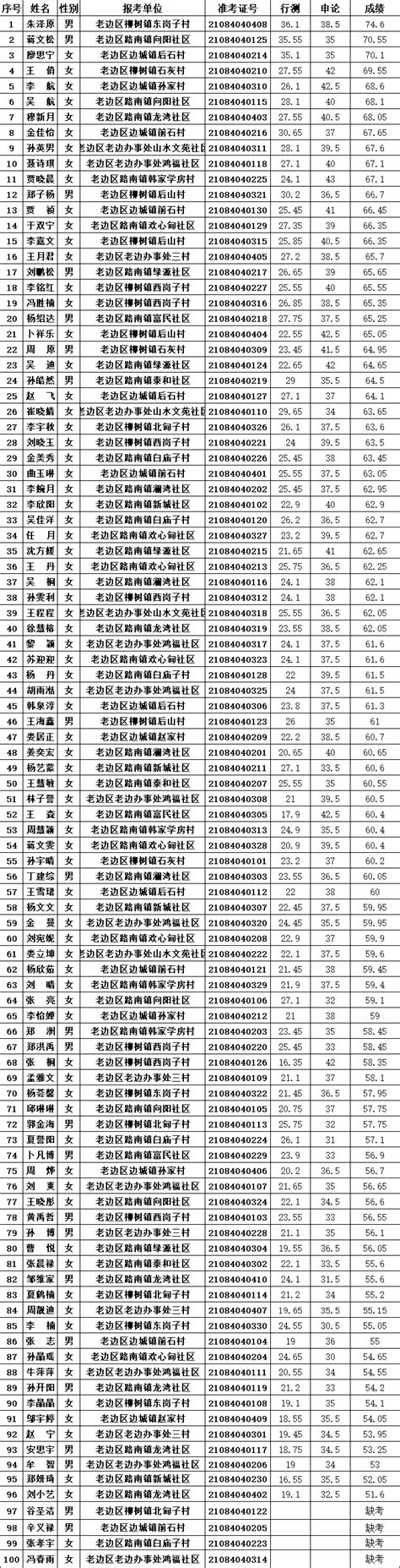 2020年老边区基层服务岗位报名人员老边区人民政府网站