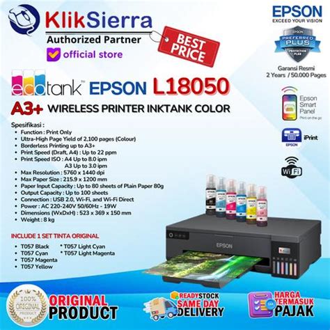 Jual Epson L18050 L 18050 Wireless Wifi A3 Printer Ecotank Color Print