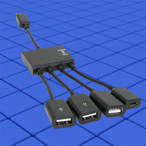 Cable Concentrador Otg De Carga De Alimentación Micro Usb De 4 Puertos