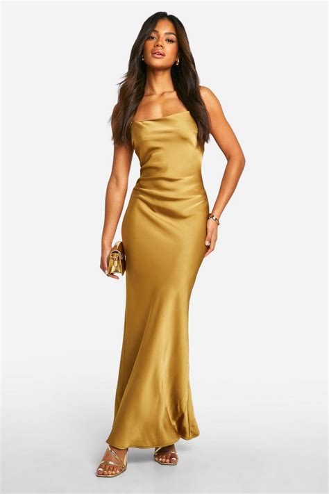 Satin Square Neck Midaxi Dress Boohoo Uk