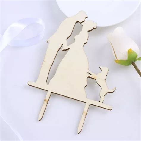 TORTA MATRIMONIO TOPPER Sposa Sposo Bacio Silhouette Legno