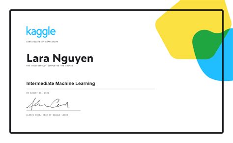 Lara Nguyen Completed The Intermediate Machine Learning Course On Kaggle