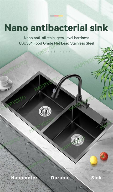 Kitchen Sink Sus 304 Stainless Steel Sink Double Handmade Sink Silver