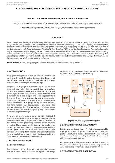 Pdf Fingerprint Identification System Using Neural Network