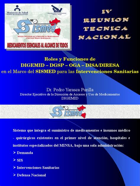 Roles Y Funciones Del Sismed Pdf Farmacéutico Logística