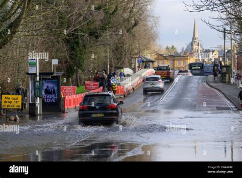 A Car Driving Through Floodwater On Botley Road Oxford Oxfordshire