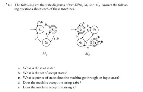 Solved 1 1 The Following Are The State Diagrams Of Two DFAs Chegg Com