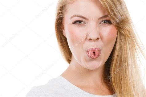 Haciendo El Rid Culo Concepto De Caras Tontas Mujer Rubia Teniendo