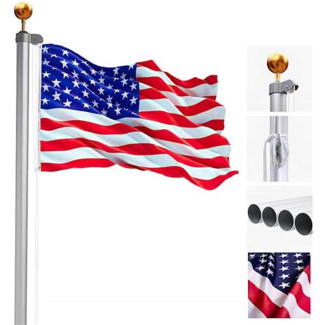 Reviews For Kingdely 20 Ft Sectional Flag Pole Kit In Silver Extra