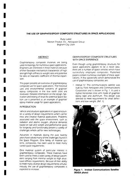 The Use Of Graphite Epoxy Composite Structures In Space Applicati Pdf Composite Material