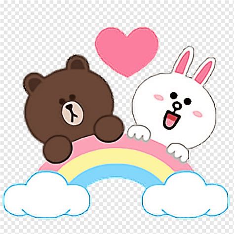 토끼와 곰 그림 라인 친구 애니메이션 데스크탑 오스왈드 행운의 토끼 사랑 심장 스티커 Png Pngwing
