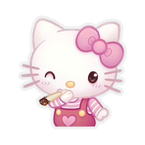 Kawaii Hello Kitty Sanrio Stoner Kiss Cut Sticker Etsy