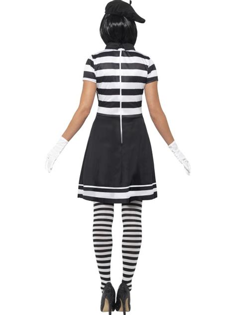 Ladies Mesmerizing Mime Costume French Artist Clown Circus Funnyside