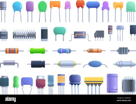 Capacitor Icons Set Cartoon Set Of Capacitor Vector Icons For Web Design Stock Vector Image