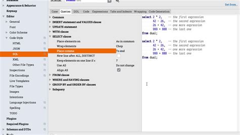 Datagrip Sql Code Style Comma Position Youtube