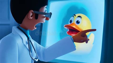A Cute Animated Yellow Duck Appearing On A Bright Digital Screen Surrounded By A Blue Glow 4k