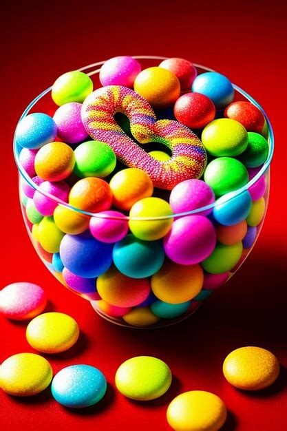 Premium Ai Image Colorful Candy Jelly Beans Rainbow Candy Snacks