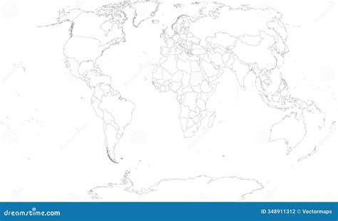 World Map Winkel Tripel Projection Cartoon Vector 246737835