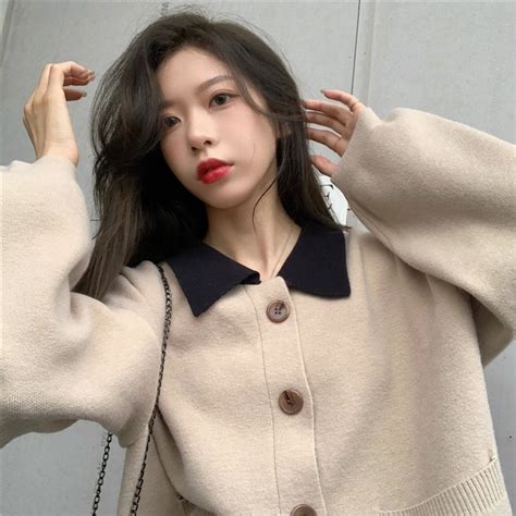 카라넥 스웨터 점퍼 니트 가디건 루즈핏 봄 가을 박시한 자켓 포켓 단추