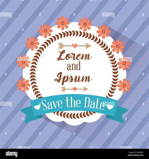 Save The Date Badge Flower Stripes Background Stock Vector Image And Art Alamy