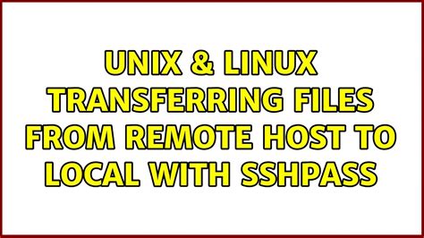 Unix And Linux Transferring Files From Remote Host To Local With Sshpass