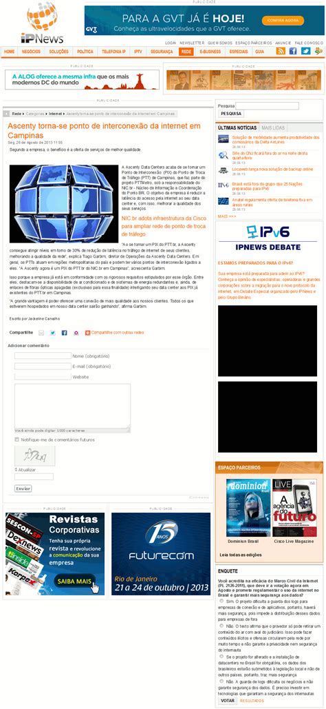 Nicbr Na Mídia Ascenty Torna Se Ponto De Interconexão Da Internet